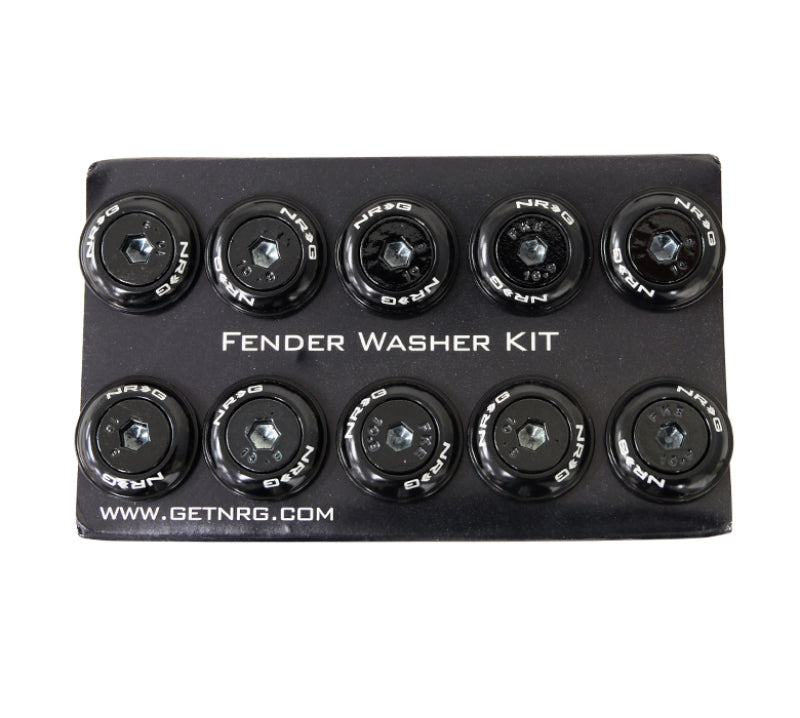 NRG Fender Washer Kit w/Color Matched M6 Bolt Rivets For Plastic (Blac ...